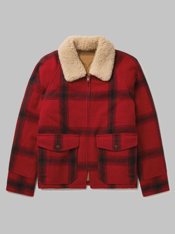 Red Plaid Shearling Jacket – Nashville New Year's Eve Style – Arna Luxe